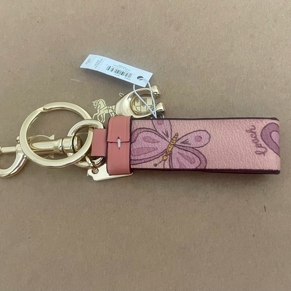 Coach | Accessories | Coach Pink Butterfly Trigger Keychain Fob Bag ...